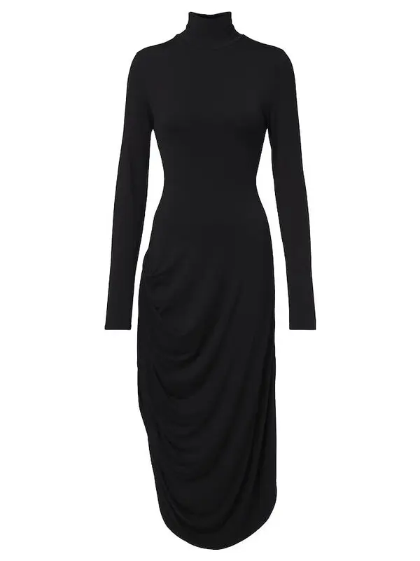 Proenza Schouler Imogen Draped Jersey Midi Dress - Black