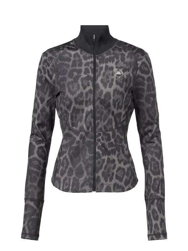 Adidas By Stella McCartney Leopard-print Technical Jacket - Grey