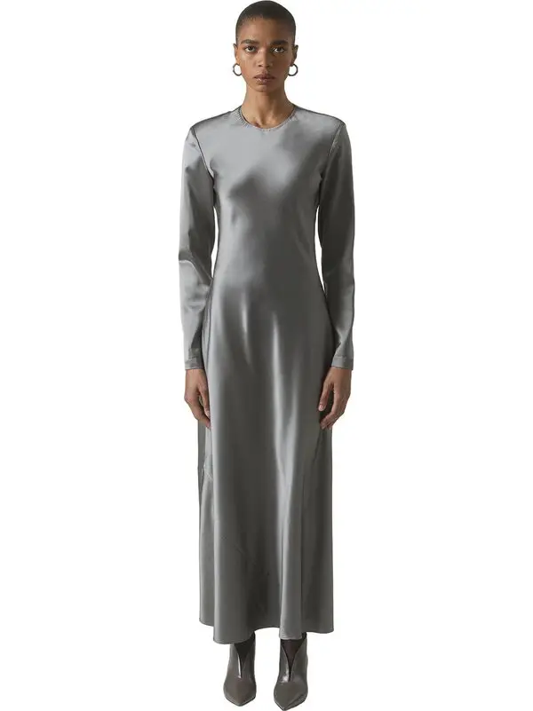 HEIRLOME Mercedes Dress In Silk Satin - Pewter