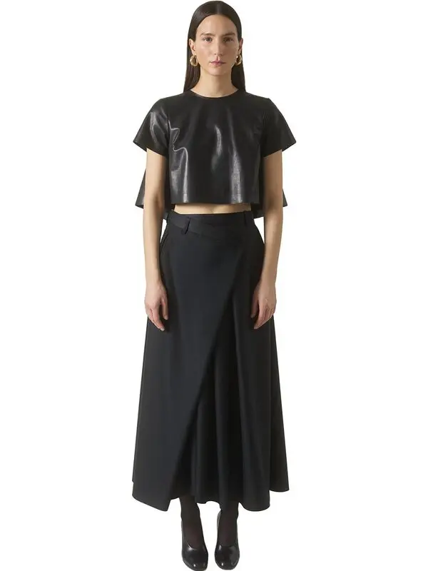 HEIRLOME Wrap Midi Skirt With Pleating - Black