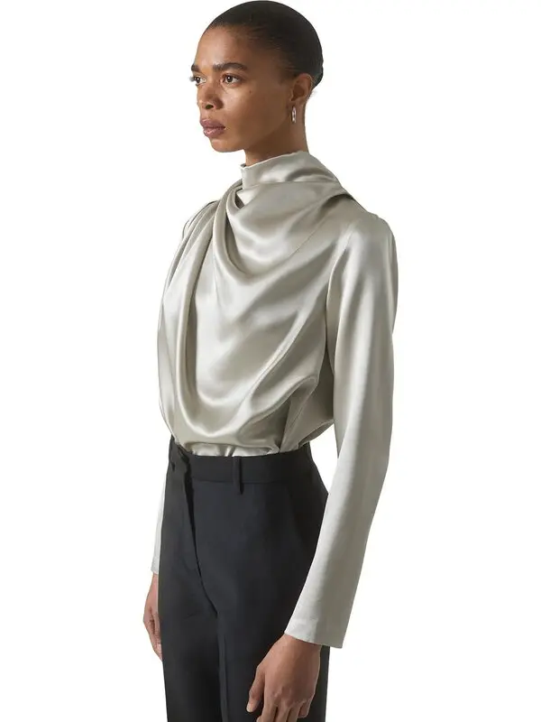 HEIRLOME Sybil Top In Double-face Silk Satin - Silver