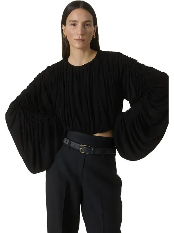 HEIRLOME Micka Shirred Top With Voluminous Sleeves - Black