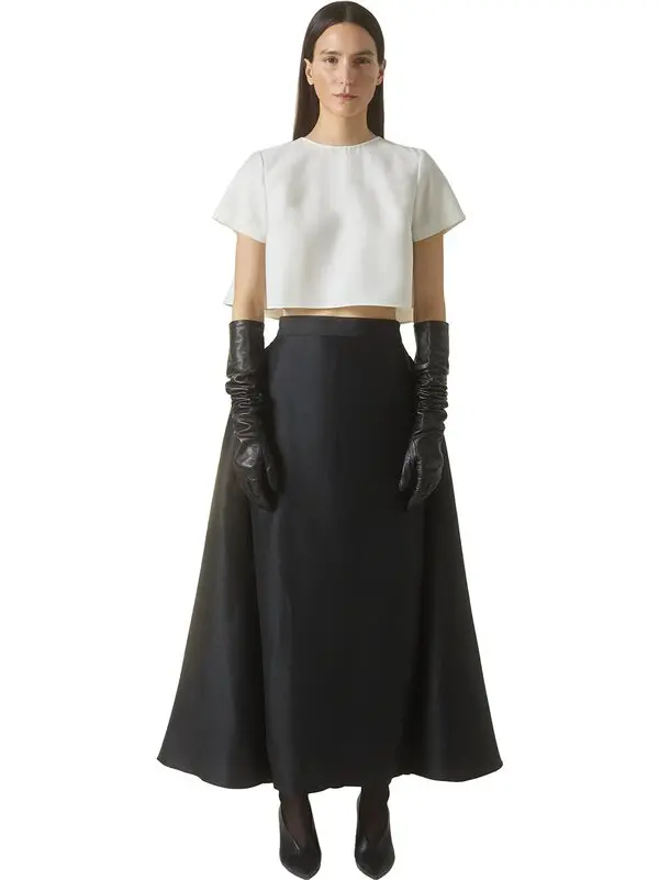 HEIRLOME Mariel Cropped Top With Circular Flare Back - Ivory