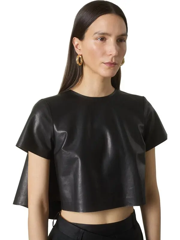 HEIRLOME Mariel Leather Top - Black