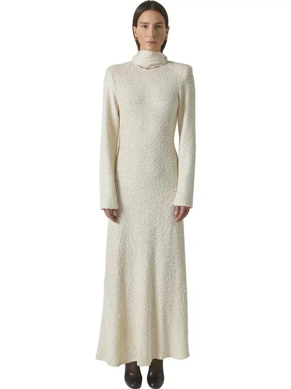 HEIRLOME Mercedes Bouclé Long Sleeve Midi Dress - Cream