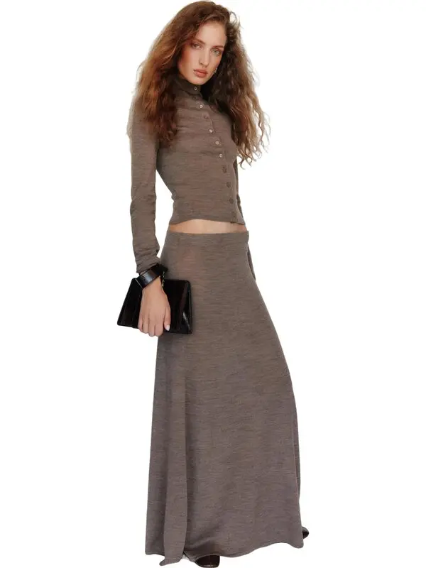 REFORMATION Danielle Regenerative Merino Maxi Skirt - Brown