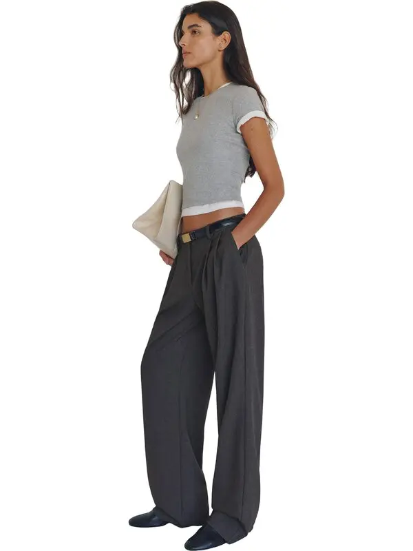 REFORMATION Frances Low Rise Relaxed Long Pant - Grey