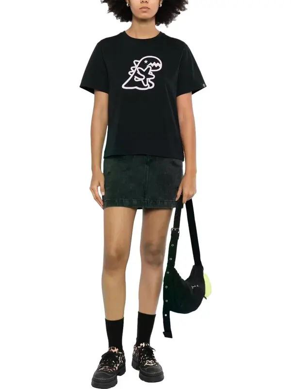 AGNES B. Hugging Star Dino Graphic T-shirt - Black