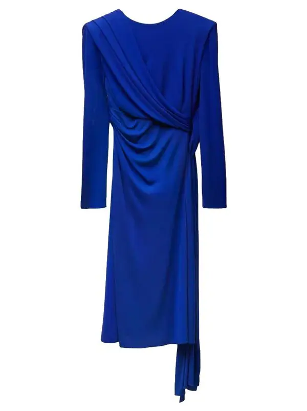Versace Draped Midi Dress With Open Back - Blue