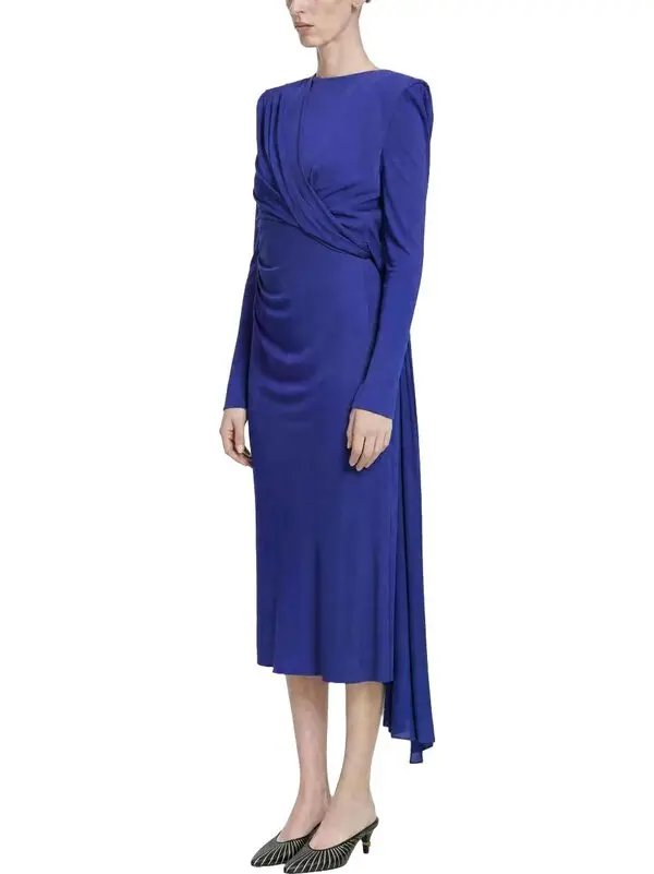 Versace Draped Midi Dress With Open Back - Blue