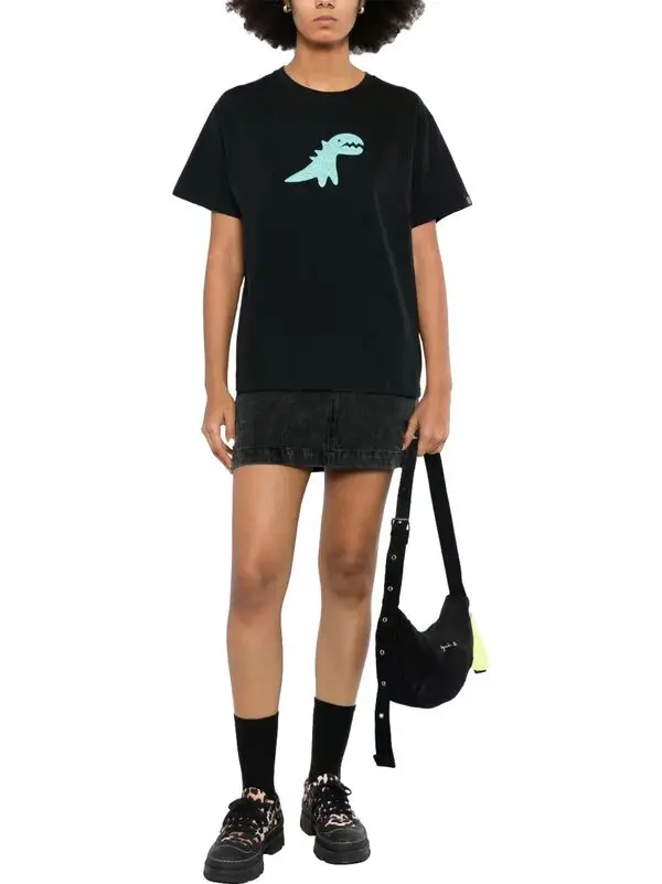 AGNES B. Embroidered Dinosaur T-shirt - Black