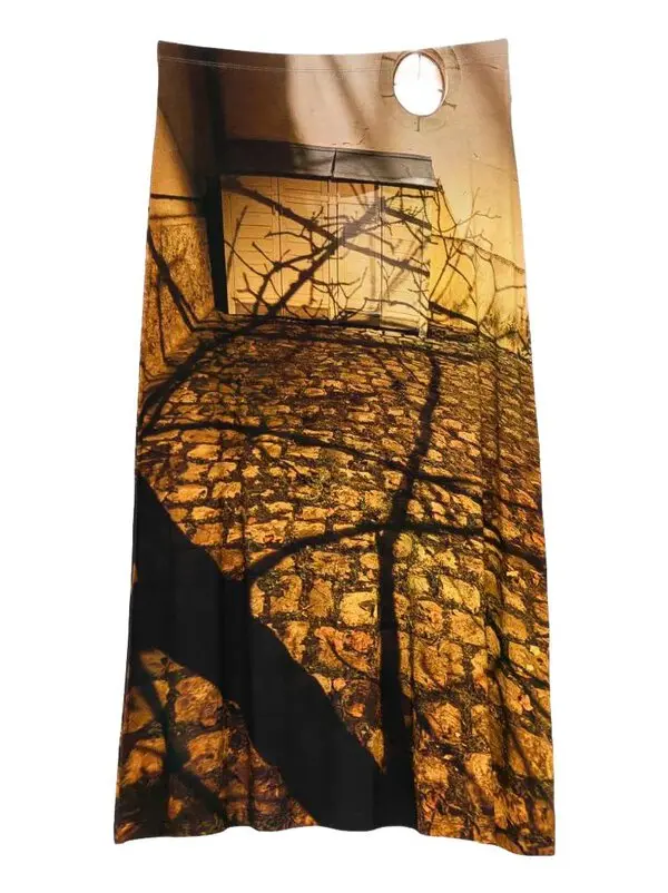 AGNES B. Amande Graphic Print Ankle Length Skirt - Orange