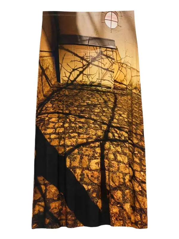 AGNES B. Amande Graphic Print Ankle Length Skirt - Orange