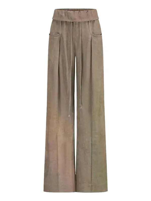 OUDE WAAG Wide Leg Drawstring Trousers - Green