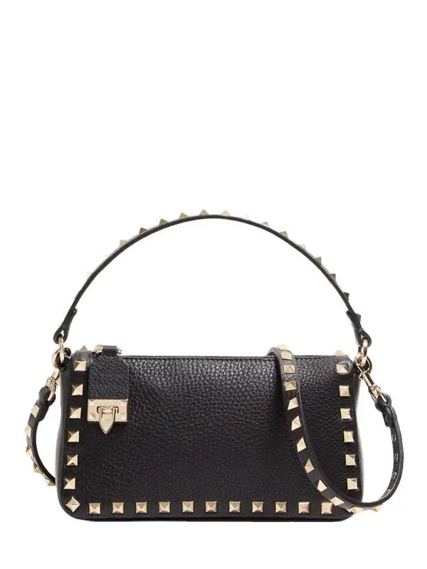 Valentino Garavani Small Rockstud Grainy Calfskin Crossbody Bag - Black