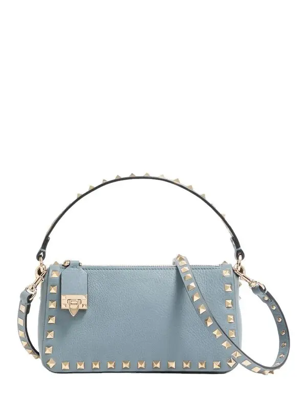 Valentino Garavani Small Rockstud Grainy Calfskin Crossbody Bag - Stone