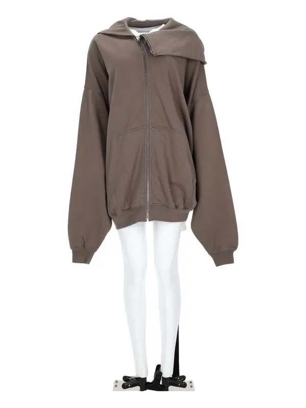 Rick Owens Cotton Full Zip Sweatshirt - Black