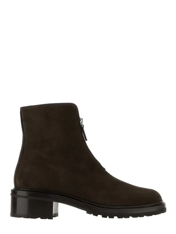 THE ROW Zip Up Suede Ankle Boots - Brown