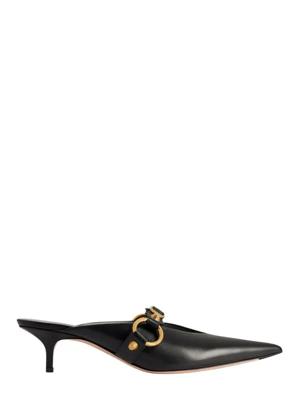 Balenciaga Leather Mule Pump With Kitten Heel - Black
