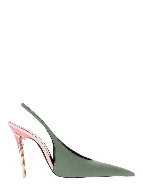 Saint Laurent Loredana Fabric Slingback Pumps With 11 Cm Heel - Green