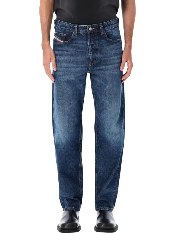 DIESEL® Straight Leg Faded Denim Jeans - Mid Blue