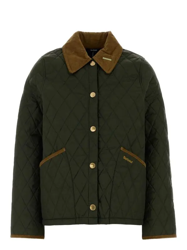 Barbour Liddesdale Quilted Nylon Jacket With Corduroy Collar - Green