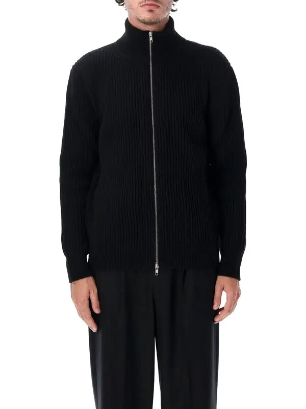 MAISON MARGIELA Ribbed Wool Zip-up Sweater - Nero
