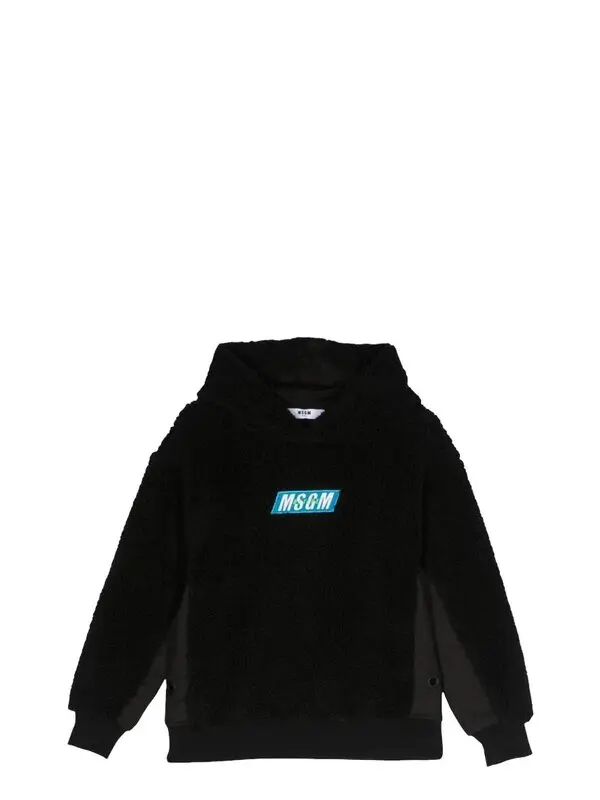 MSGM Teddy Bear Design Fleece Hoodie - Black