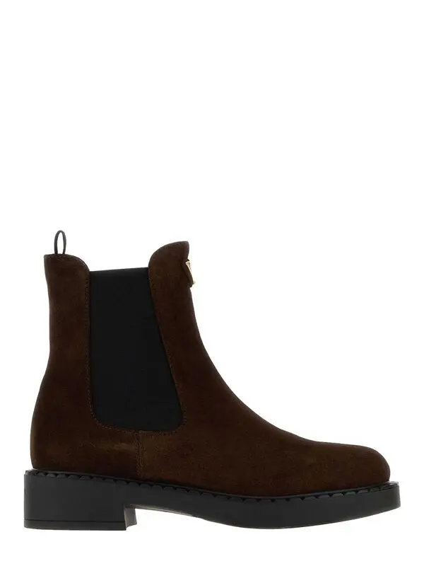 Prada Chocolate Suede Chelsea Boots - Brown