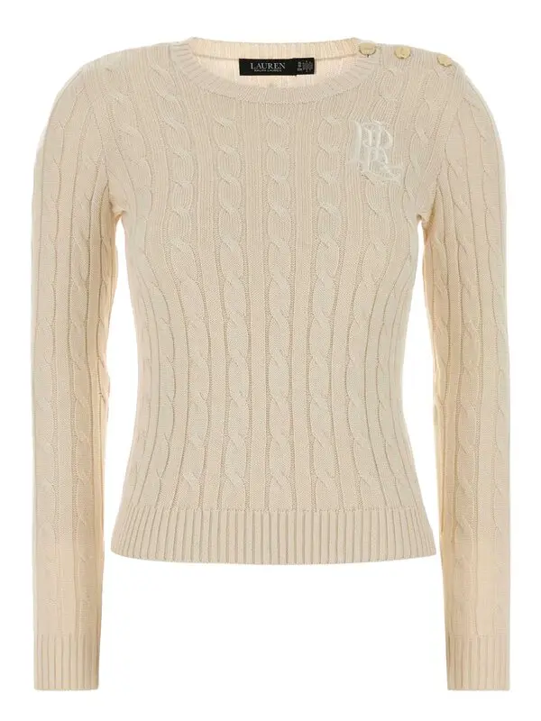 Polo Ralph Lauren Cable Knit Crewneck Sweater - White