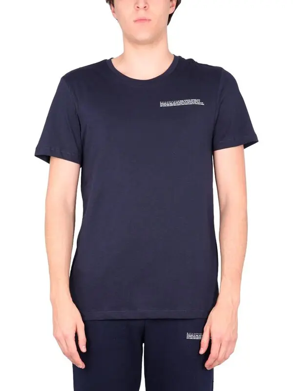 BALLANTYNE Crewneck T-shirt With Logo Print - Blue