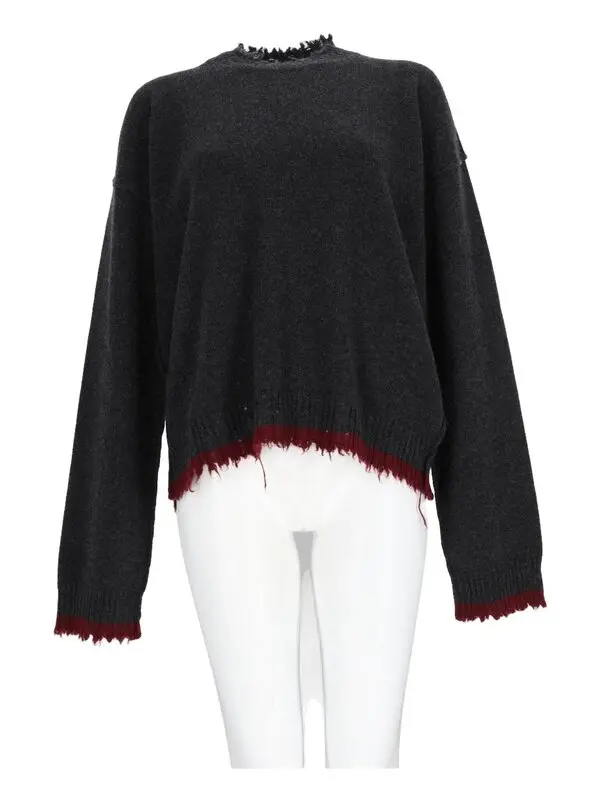 UMA WANG 100% Cashmere Distressed Knit Top - Charcoal