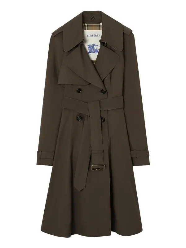 Burberry Cotton Trench Coat With Horn Button Detail - Brown