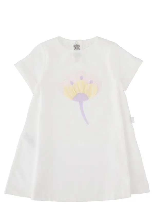 IL GUFO 100% Cotton Baby Mini Short-sleeve Dress - White