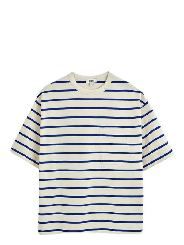 Cos Oversized Pocket-detail T-shirt - Blue/white