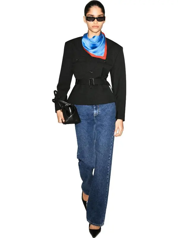 Cos Belted Peplum Jacket With Utility Pockets - Black