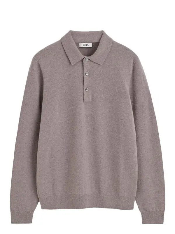 Cos Cashmere Polo Sweater - Gray
