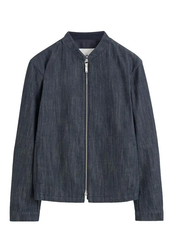 Cos Denim Bomber Jacket With Double-ended Zipper - Blue