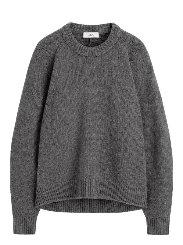 Cos Rounded Cashmere Crew-neck Jumper - Gray