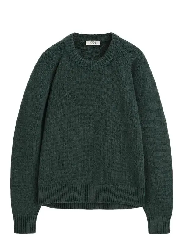 Cos Rounded Cashmere Crew-neck Jumper - Green