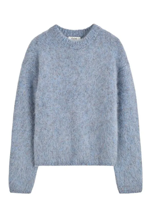 Cos Two-tone Brushed-cashmere Sweater - Blue