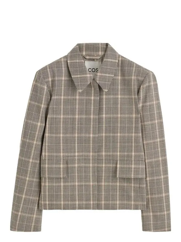 Cos Checked Wool Jacket - Beige