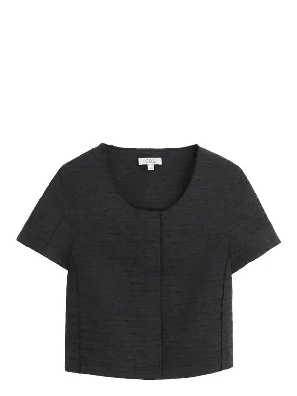 Cos Textured Short-sleeved Top - Black