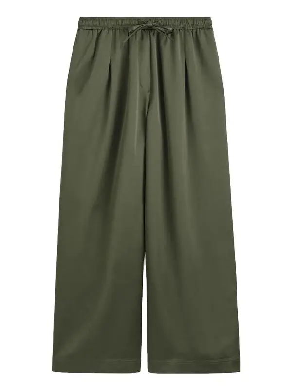 Cos Pleated Satin Drawstring Pants - Green