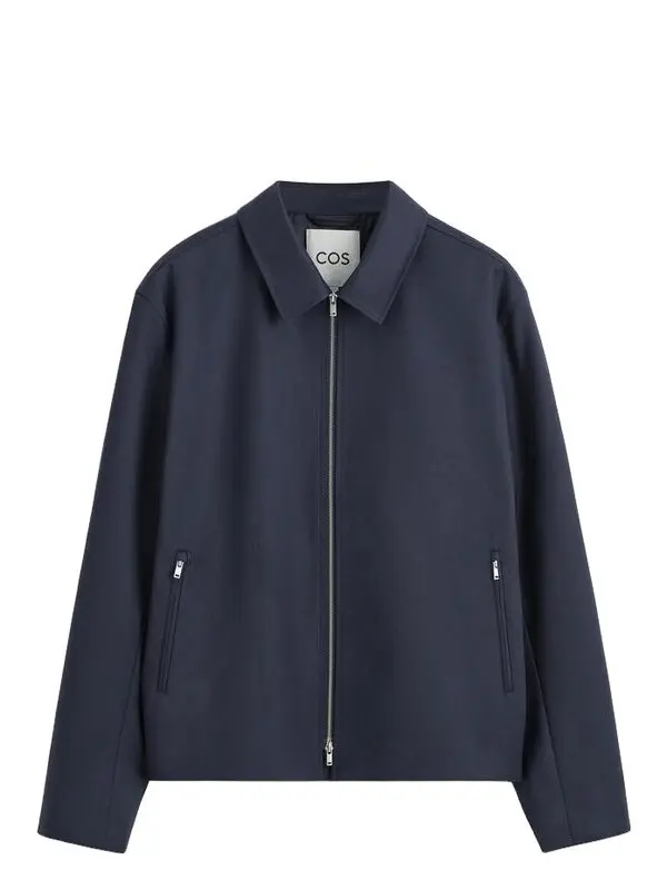 Cos Tailored Wool Zip-up Jacket - Blue