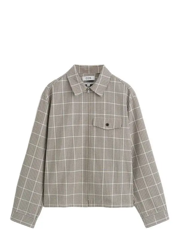 Cos Zip-up Cotton-blend Overshirt - Beige