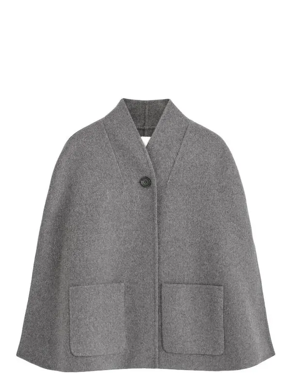 Cos Shawl-collar Double-faced Wool Cape - Gray