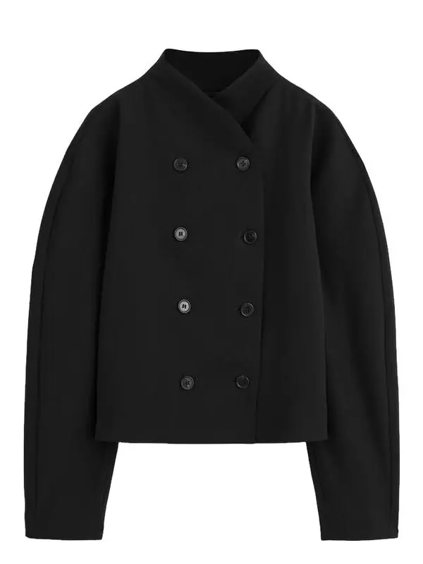 Cos Sculpted Stand-collar Double-breasted Jacket - Black