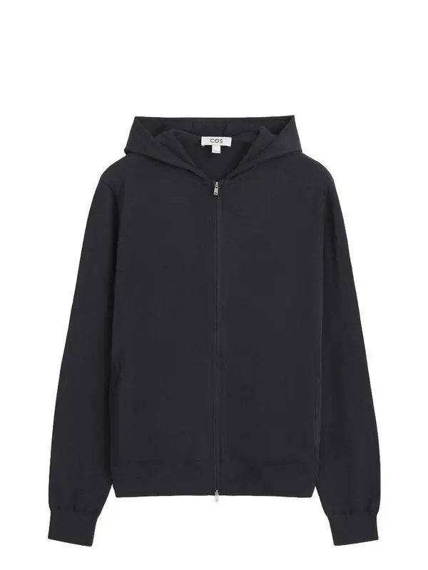 Cos Merino Wool Zip-up Hoodie - Gray