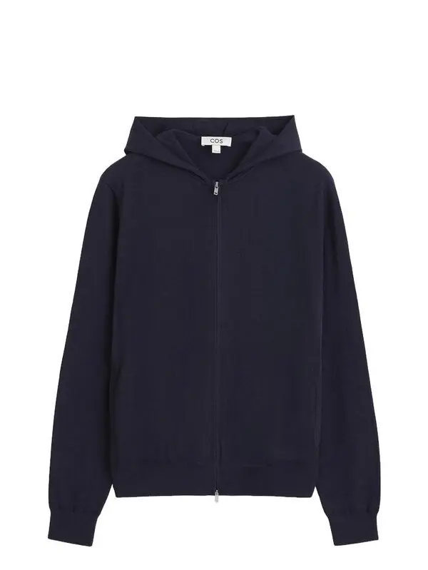 Cos Merino Wool Zip-up Hoodie - Navy